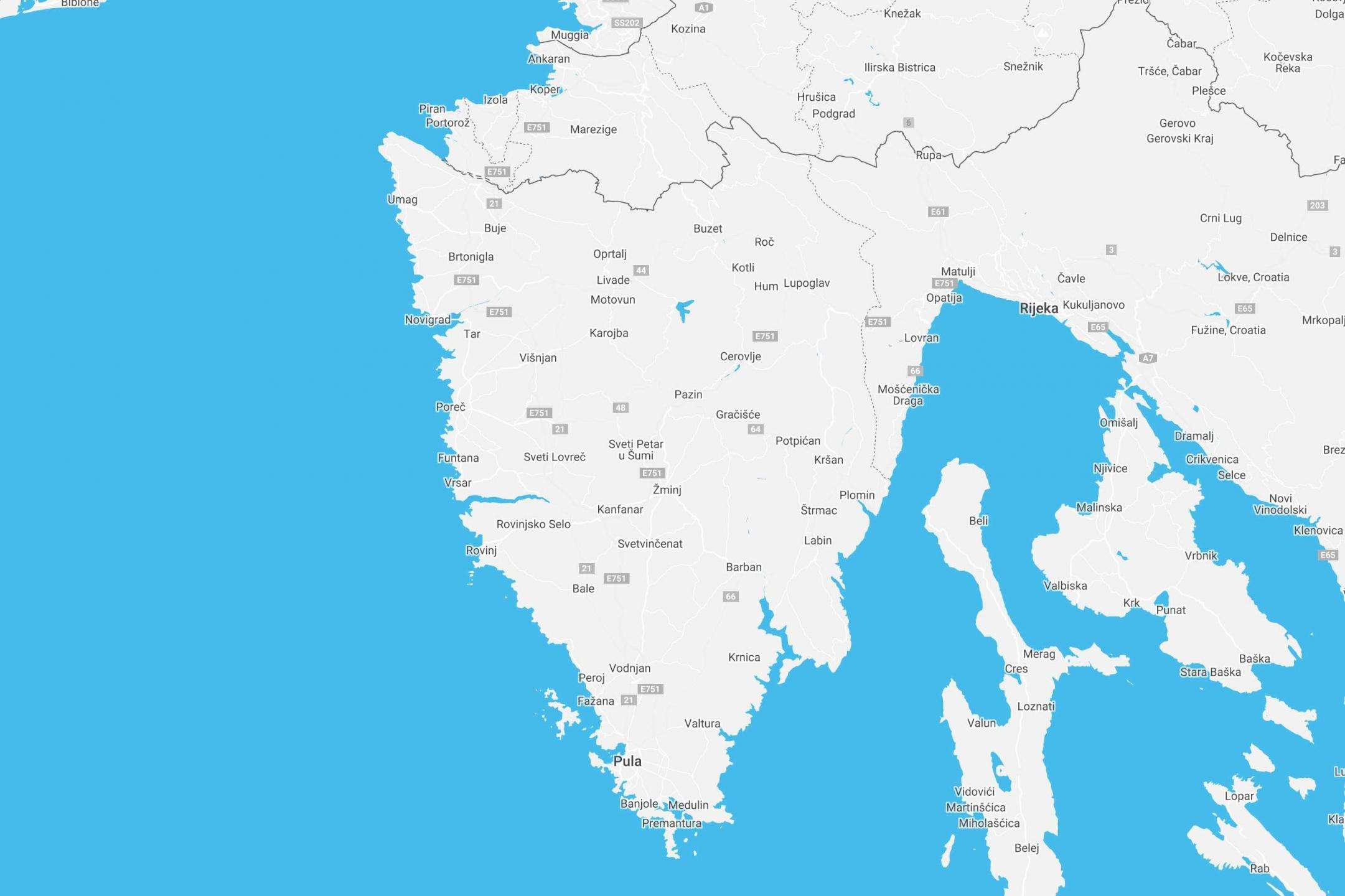Karta lokacije | Istra | Hrvatska | Umag Buje Novigrad Poreč